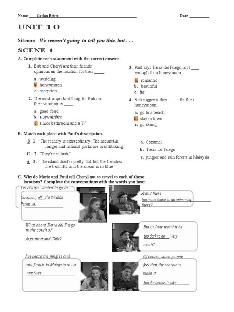 UNIT 10 TV Activity Worksheets | PDF