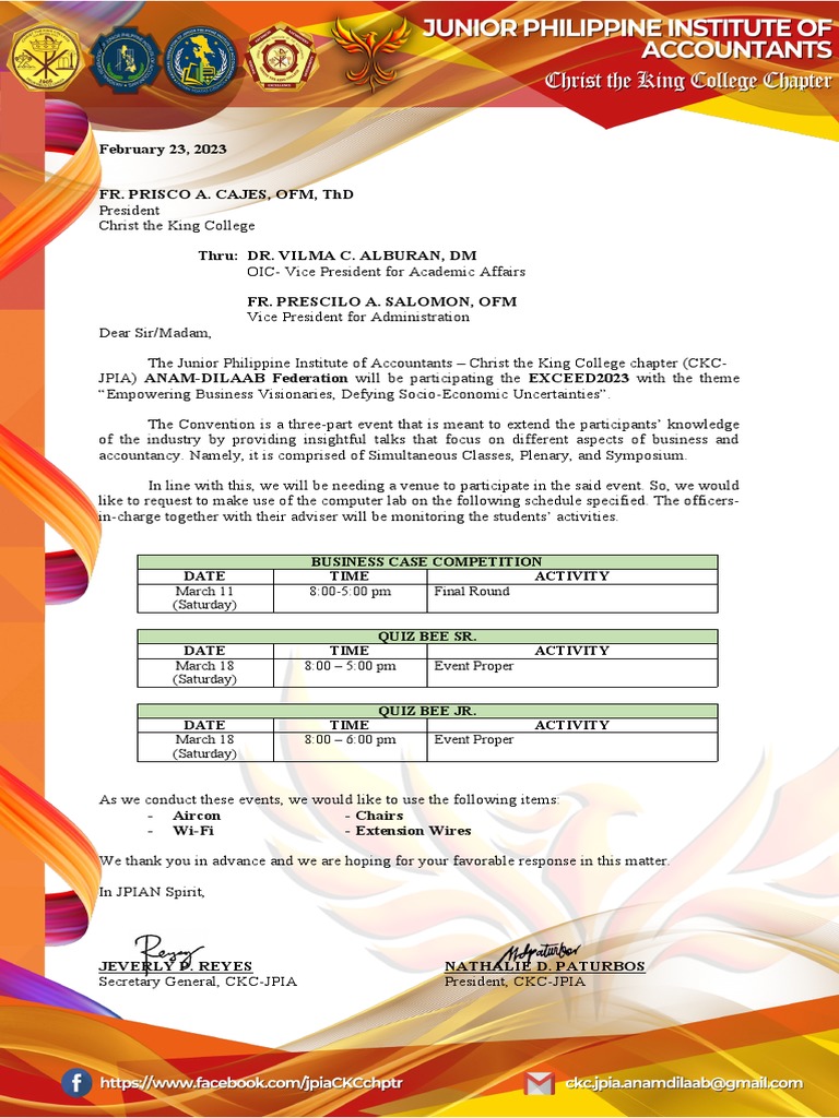 Comlab Venue Request Letter | PDF