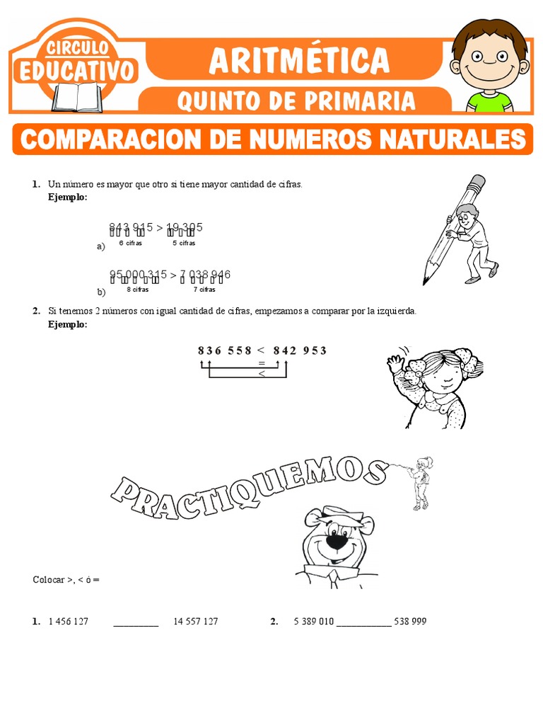 Comparando Numeros Naturales para Quinto de Primaria | PDF