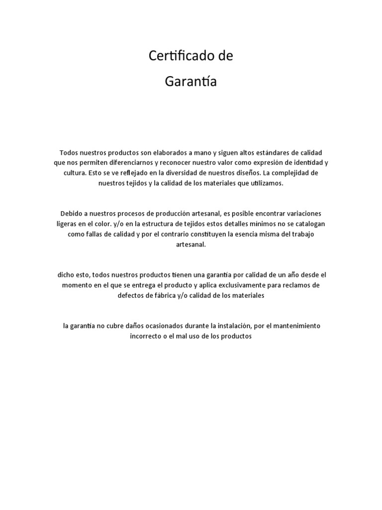 Certificado de Garantia | PDF