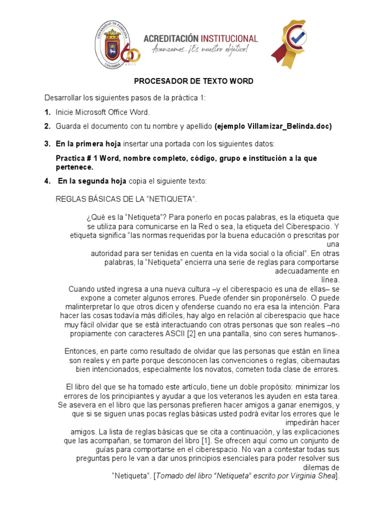 Practica 1-Word | PDF | Etiqueta | Microsoft Word