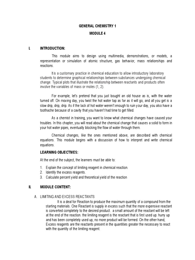 General Chem Module 4 Pdf Download Free Pdf Mole Unit Chemistry