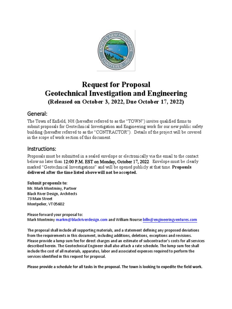Final Geotechnical Investigation and Engineering RFP 2022 PDF | PDF ...