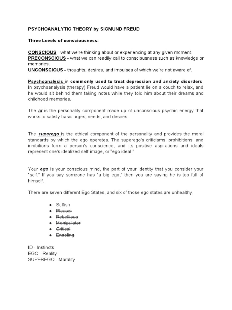 PSYCHOANALYTIC THEORY by SIGMUND FREUD | PDF