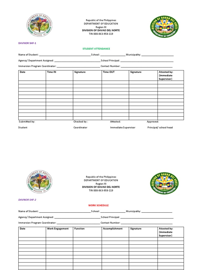 Forms For Work Immersion | PDF