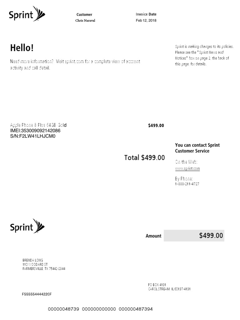Sprint Invoice and Policy Update | PDF