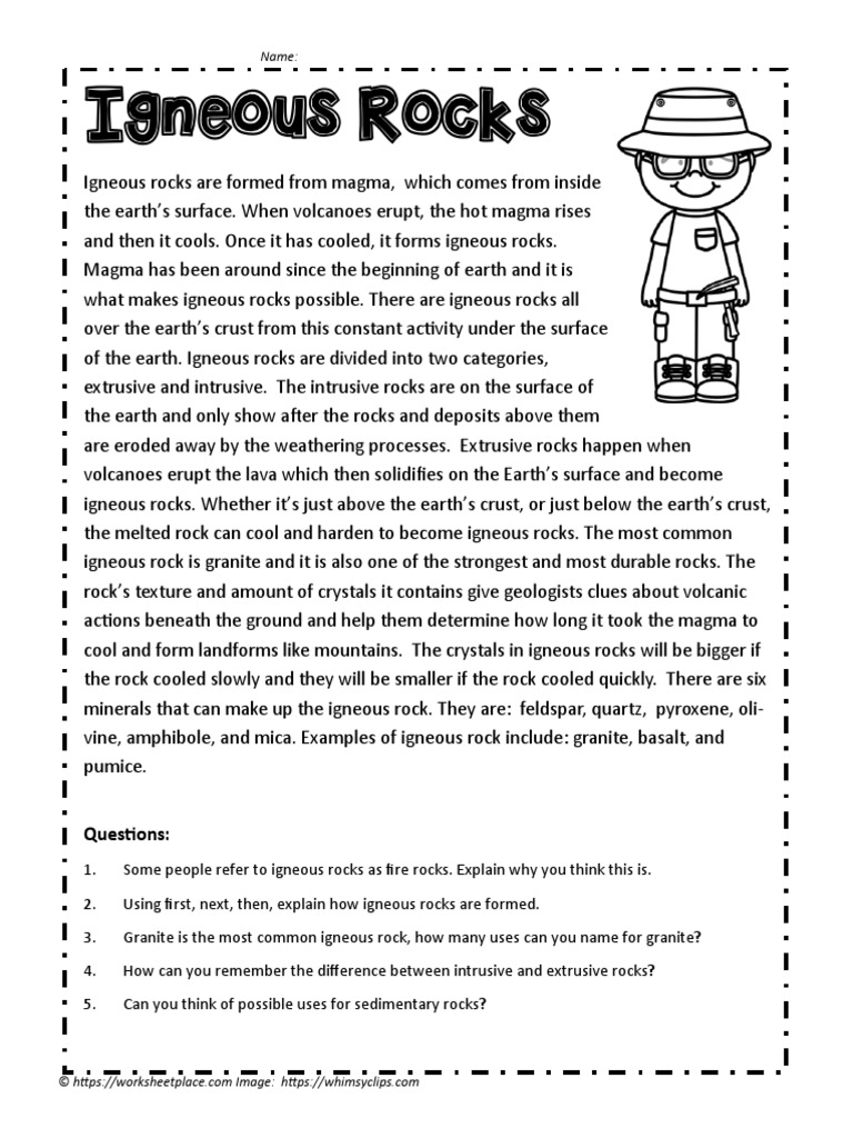 Igneous Rocks Comprehension | PDF