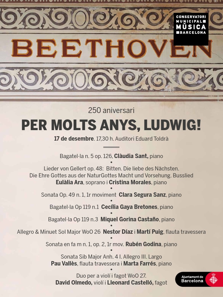 Cartell Concerts Pel 125 Aniversair L.V.Beethoven Al CMMB | PDF