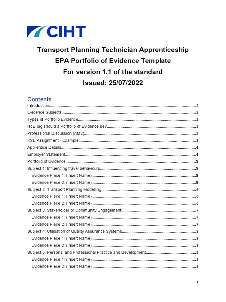 Tpta Portfolio of Evidence Template | PDF