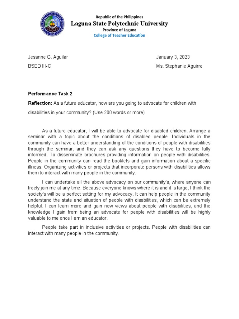 Advocating for Inclusion: A Reflection on Supporting Students with ...