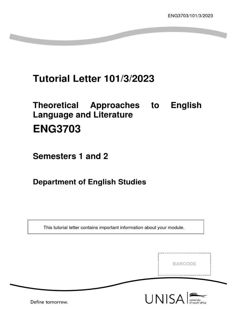 Eng3703 Tutorial Letter 101 | PDF | Turnitin | Libraries