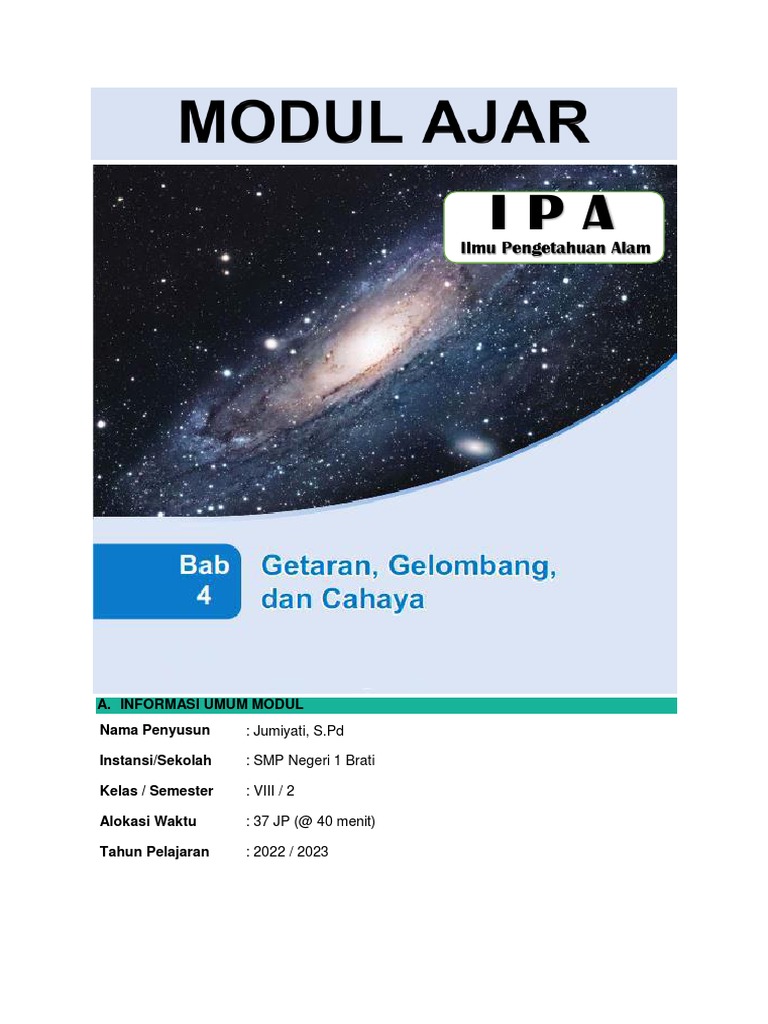 Modul Ajar Bab 4 Getaran, Gelombang Dan Cahaya | PDF