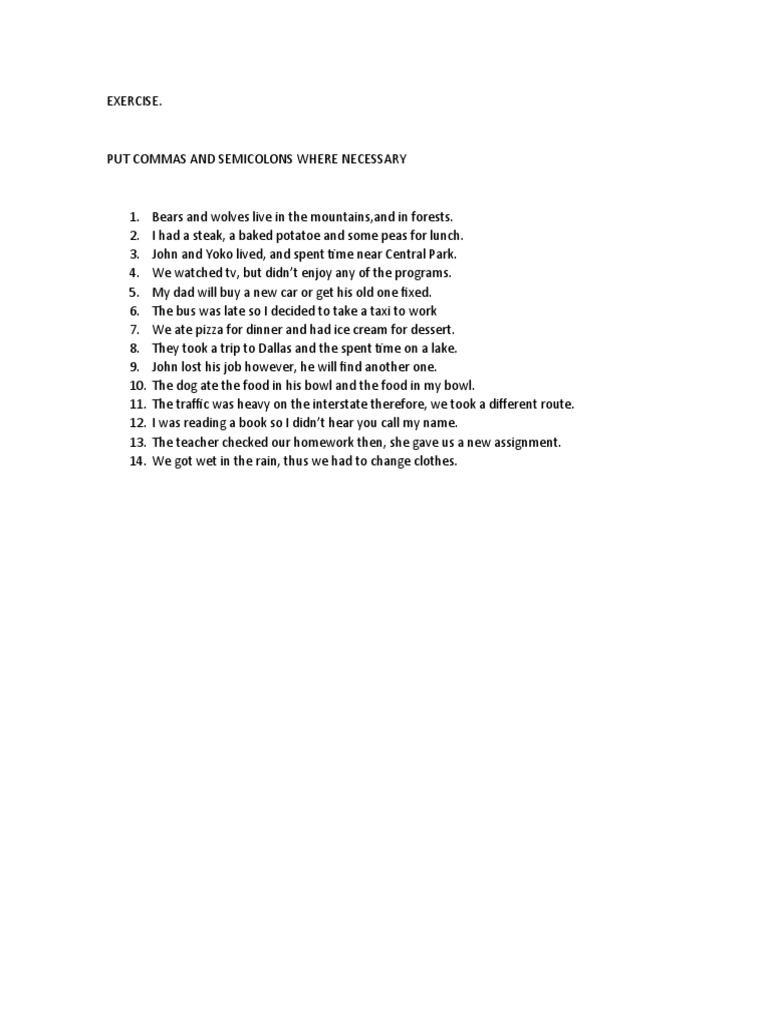 Punctuation Practice: Compound Sentences | PDF