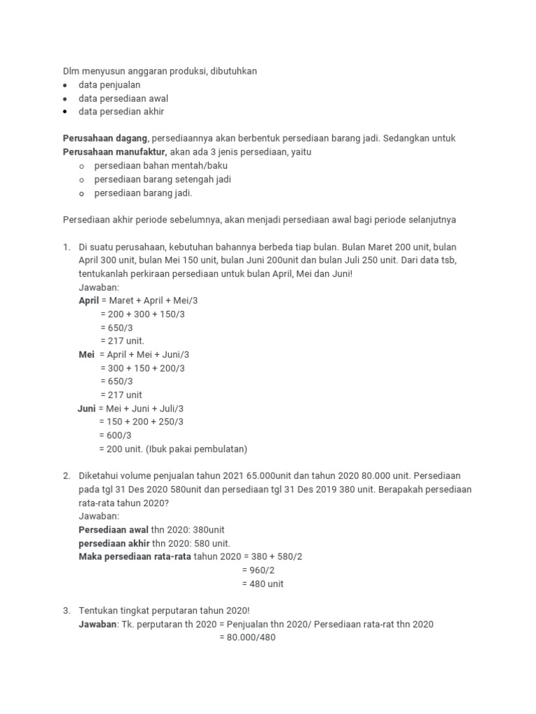 Dlm menyusun anggaran produksi | PDF