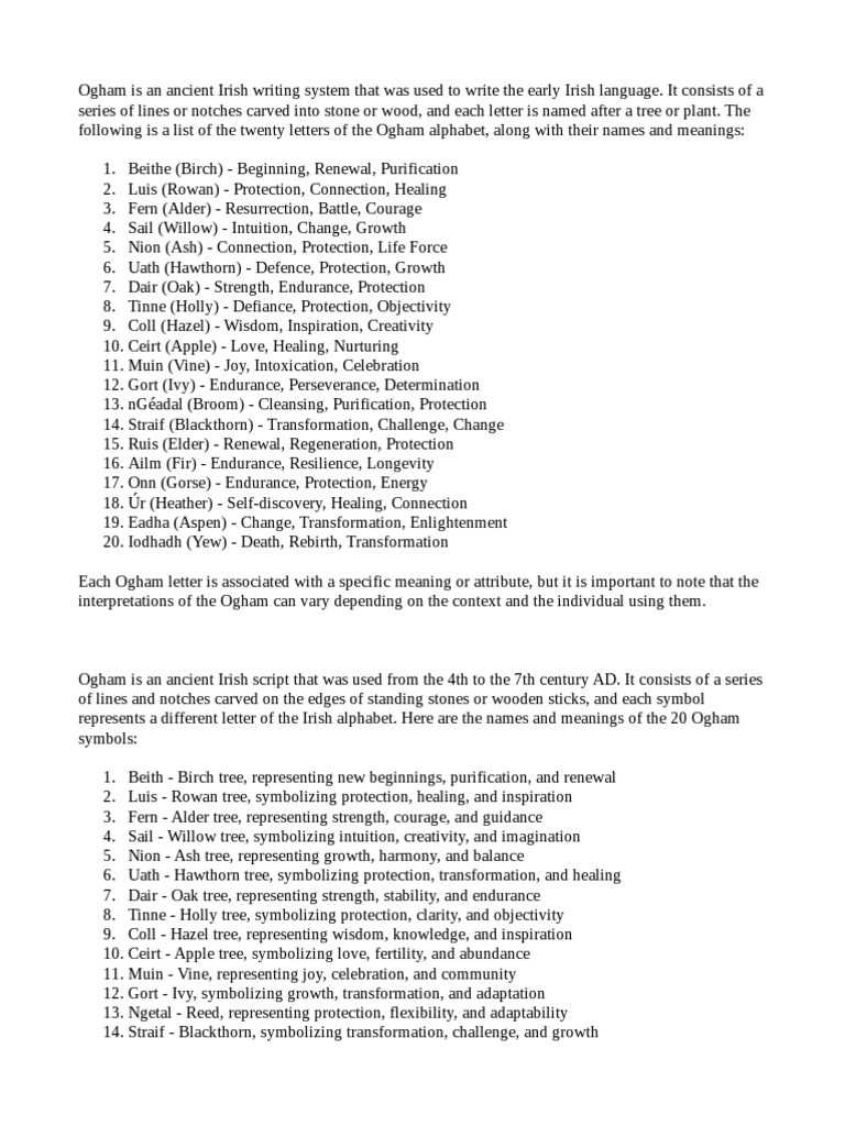 20 Ogham Meanings | PDF | Trees