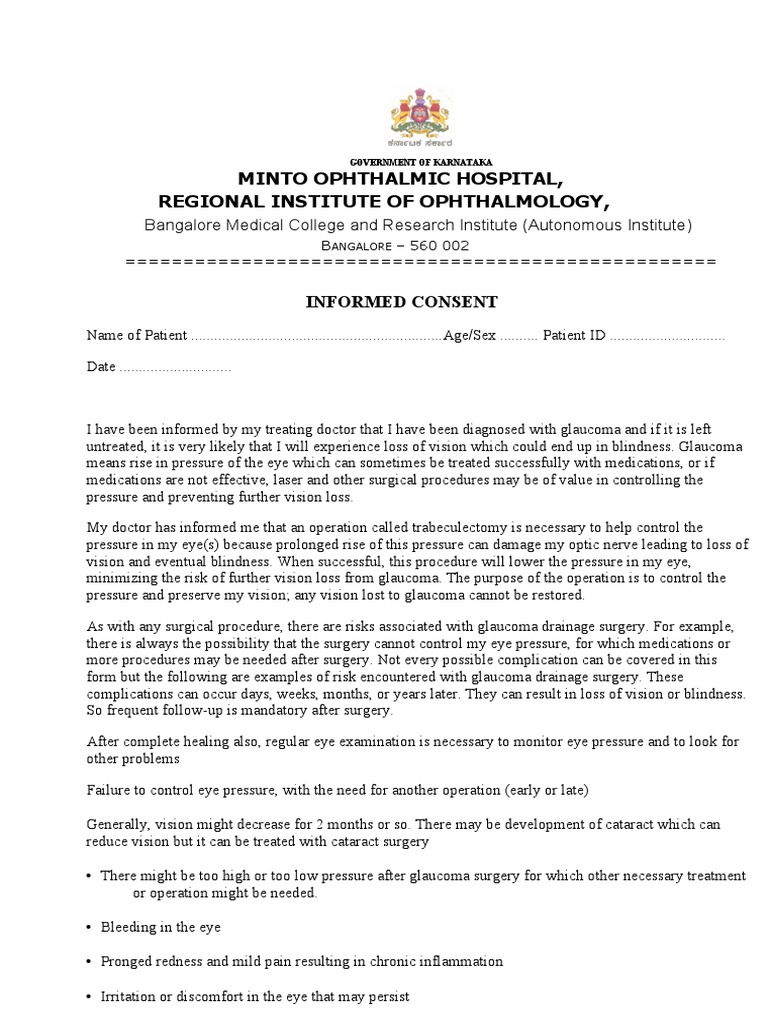 Trab Consent PDF | PDF | Glaucoma | Visual Impairment