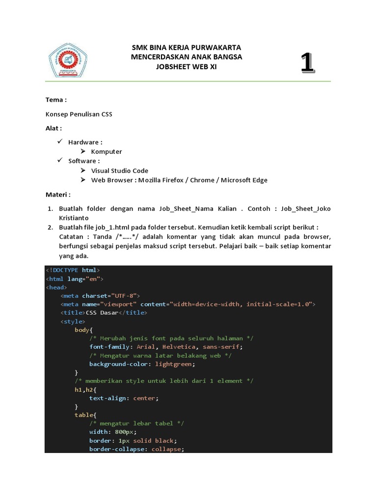 Part 1 CSS Dasar PDF | PDF