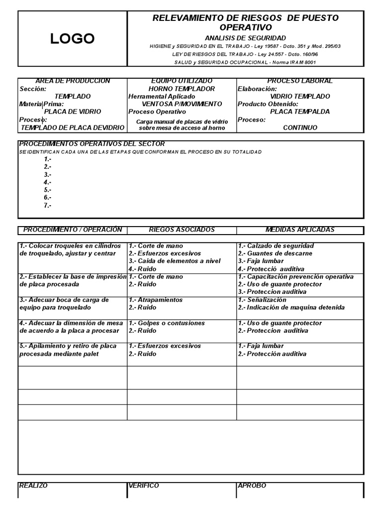 Relevamiento de Riesgos Puesto de Trabajo Por Actividad | PDF ...