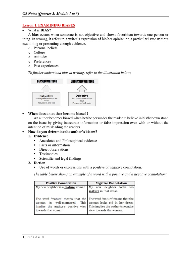 Q3M123 - Grade 8 Notes PDF | Download Free PDF | Propaganda | Evidence