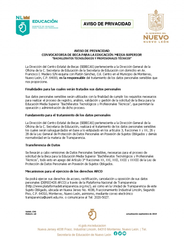 Aviso de Privacidad | PDF | Privacidad de la información | Privacidad
