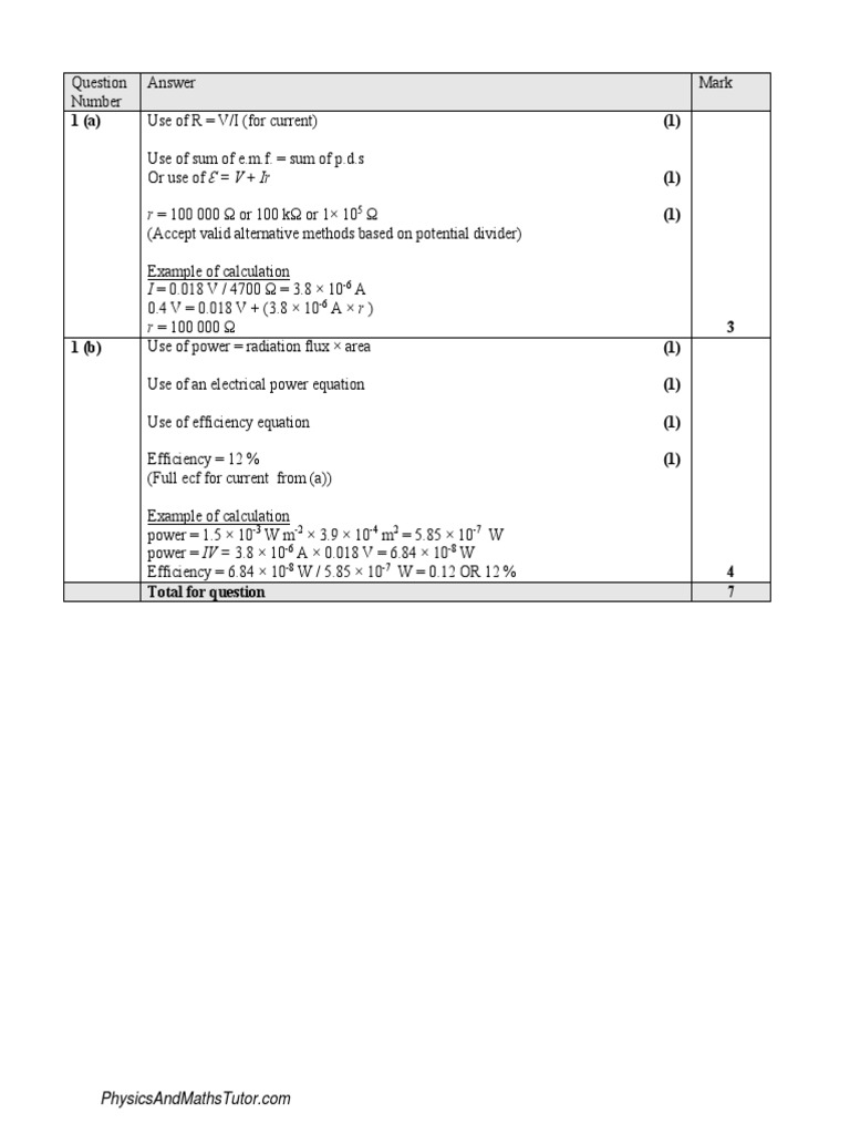 Current, Charge, Potential Difference & Power 1 MS PDF | PDF | Series ...