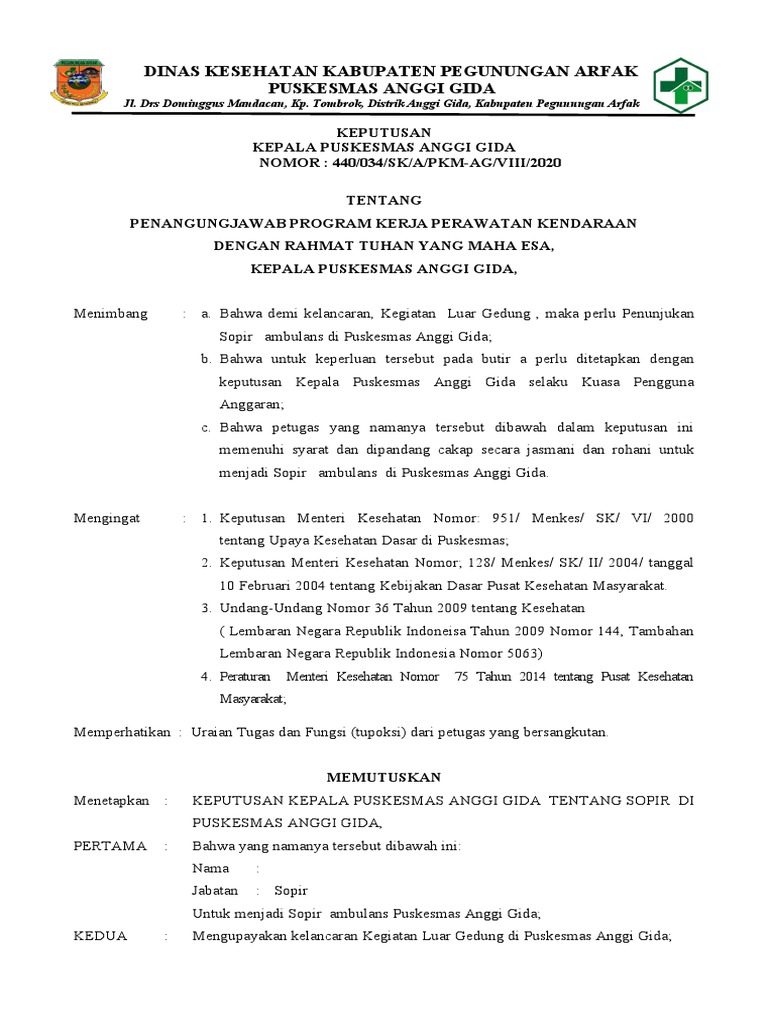 2.6.1.8 SK Penangung Jawab Ambulans | PDF