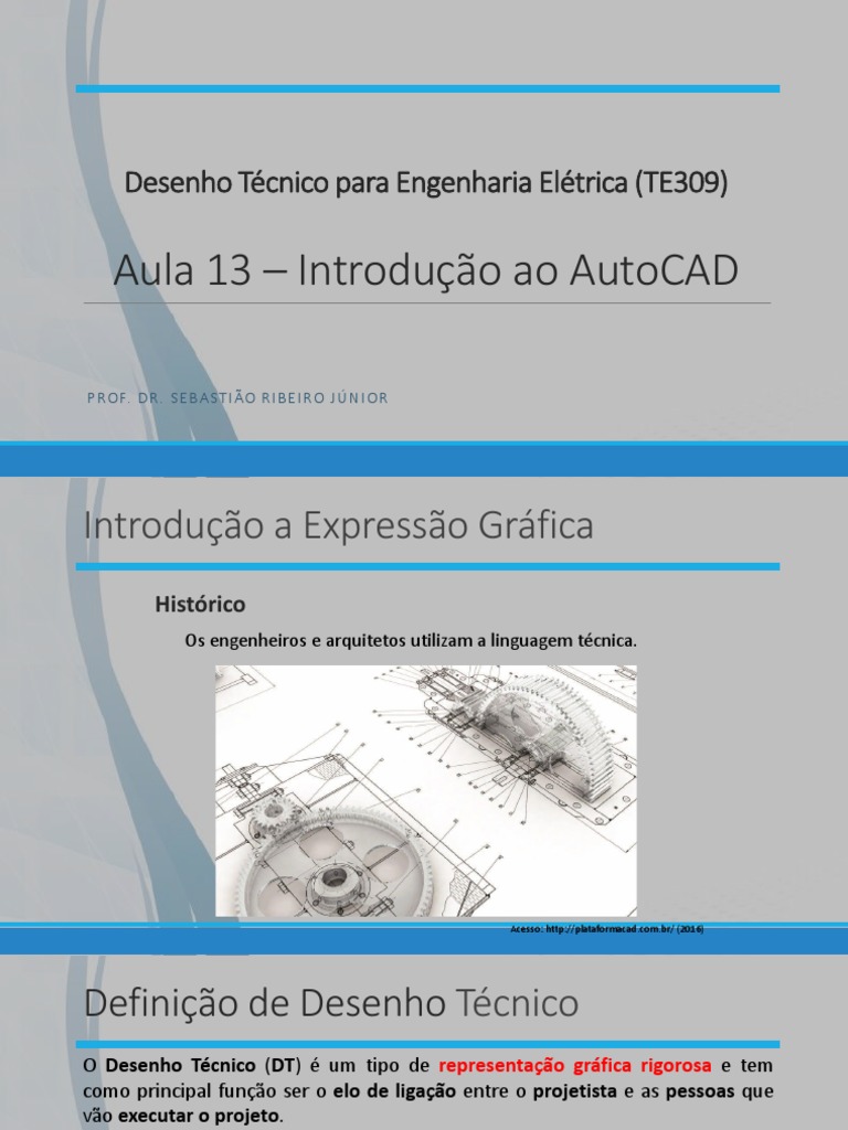 te309 aula 13 - introducao ao autocad | PDF | Auto Cad | Desenho técnico
