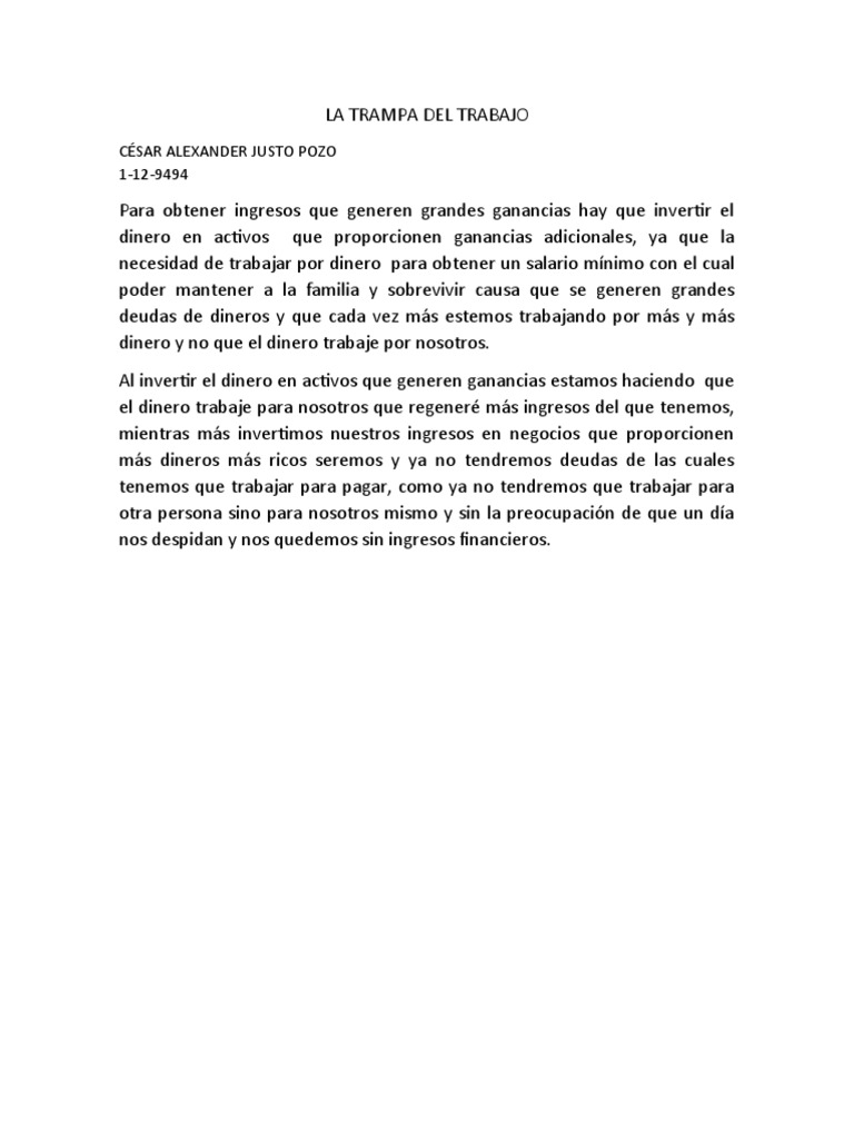 La Trampa Del Trabajo | PDF