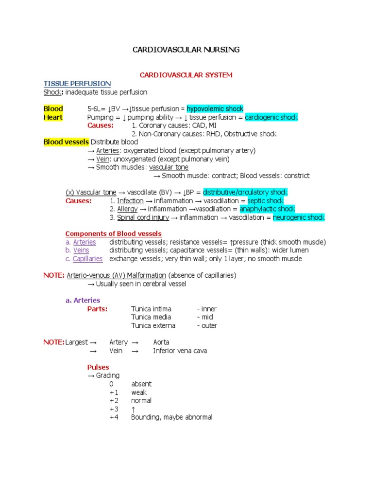 INTENSIVE CARDIOVASCULAR NURSING Notes | PDF | Myocardial Infarction ...