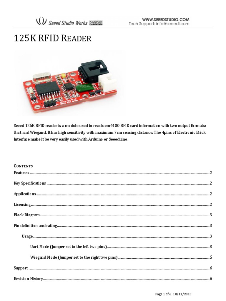 125K RFID Reader v0.9b | PDF | Bit | Radio Frequency Identification