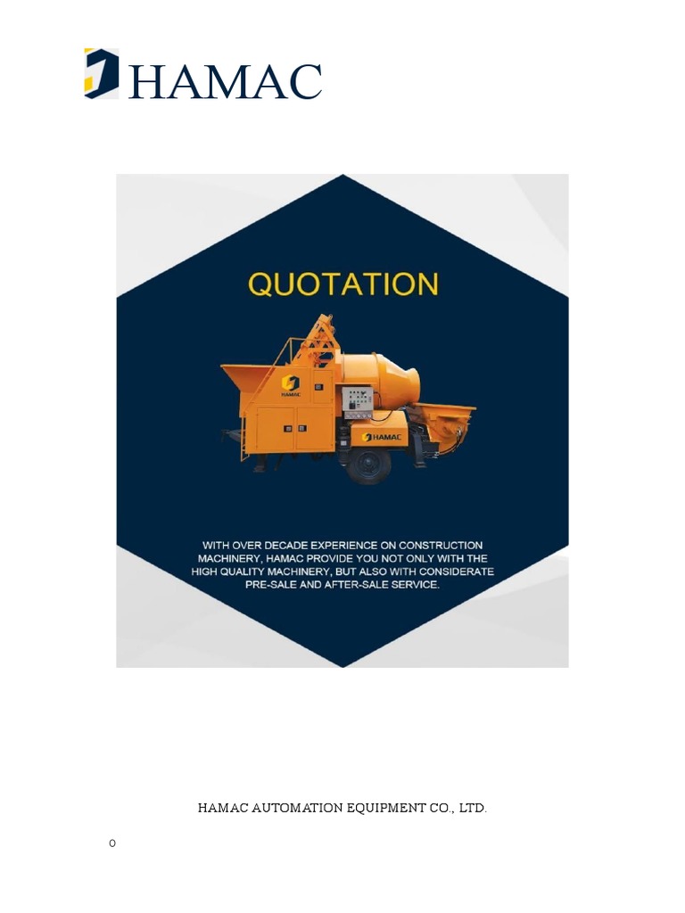 DHBT15 Diesel Driven Concrete Mixer With Pump Quotation List1112-Jorge M | PDF | Equipment ...