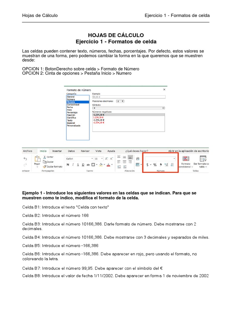 Ejercicio 4.1. - Formato de Celdas | PDF