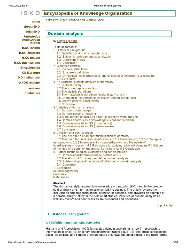 Domain Analysis Ieko Marcado Pdf Pdf Information Science Concept