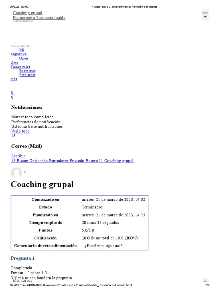 Puntos Extra 2 Autocalificable - Revisión Del Intento | PDF