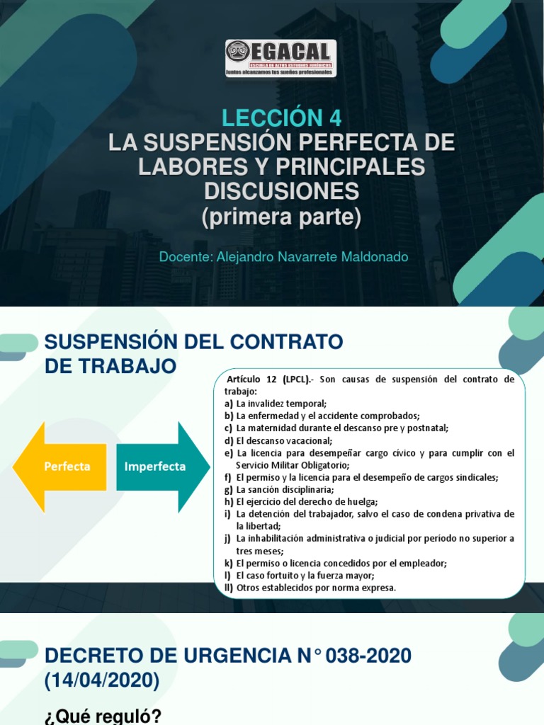 LEC4 PPT Suspensión Perfecta de Labores y Principales Discusiones | PDF | Pequeñas y medianas ...