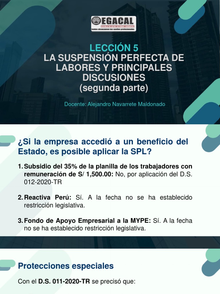 LEC5 PPT Suspensión Perfecta de Labores y Principales Discusiones PARTE II | PDF | Justicia ...