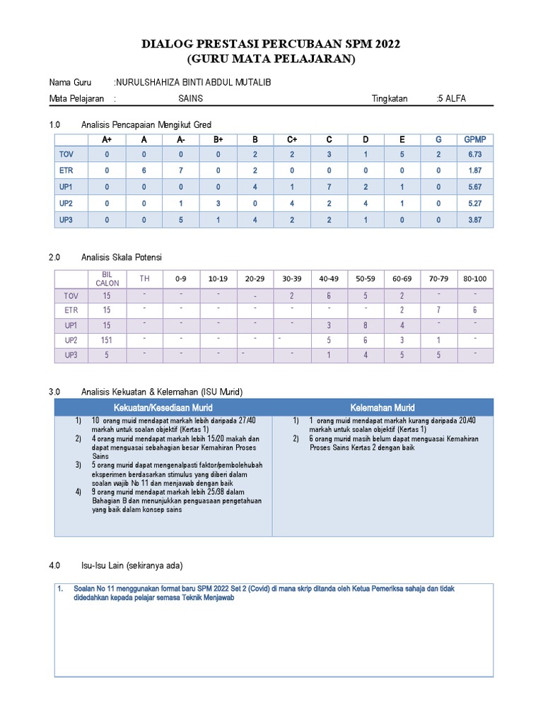 Dialog Prestasi Sains 5a Percubaan SPM | PDF