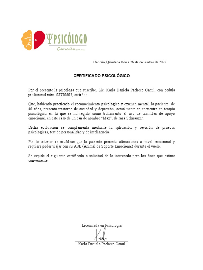 Certificado Psic. | PDF