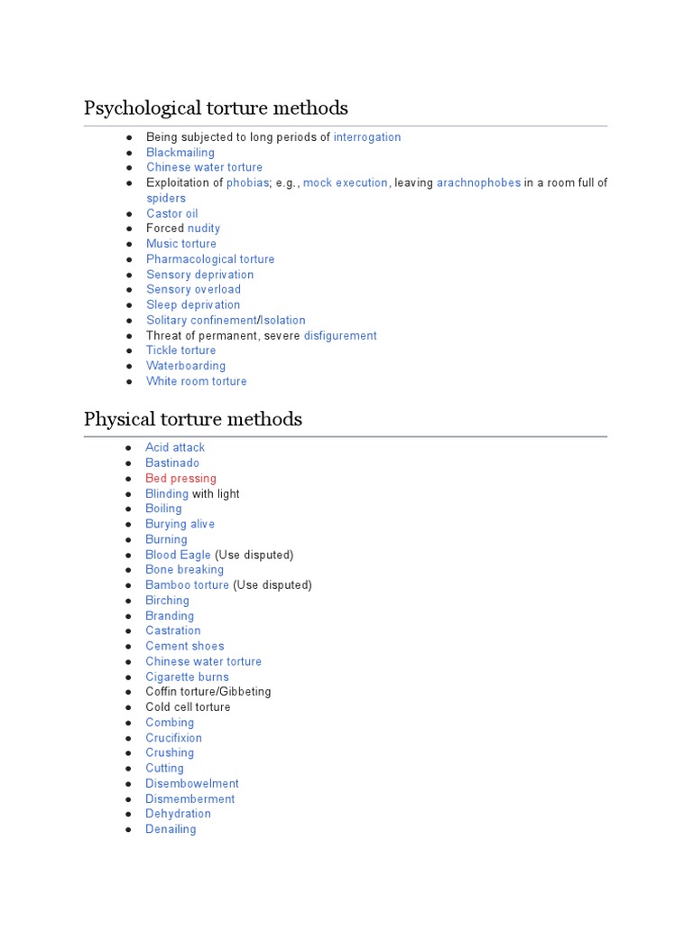 Psychological Torture Methods | PDF | Torture | Crimes
