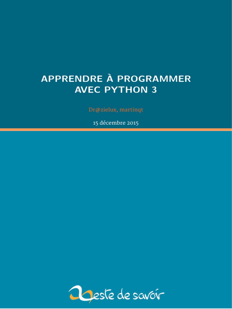Apprendre A Programmer Avec Python 3 PDF | PDF | Structure de contrôle | Python (Langage de ...