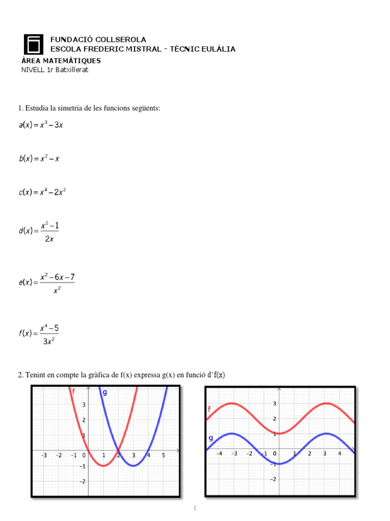 Exercicis Funcions Elementals PDF | PDF