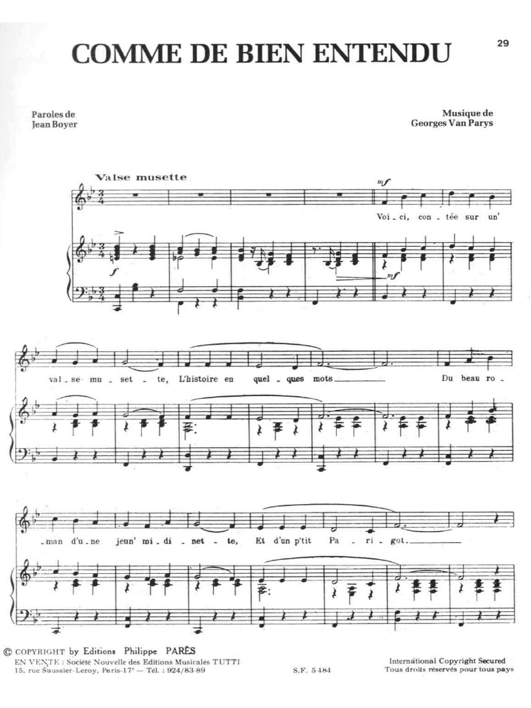 Comme de Bien Entendu - Jean Boyer Et Georges Van Parys - 3 P | PDF