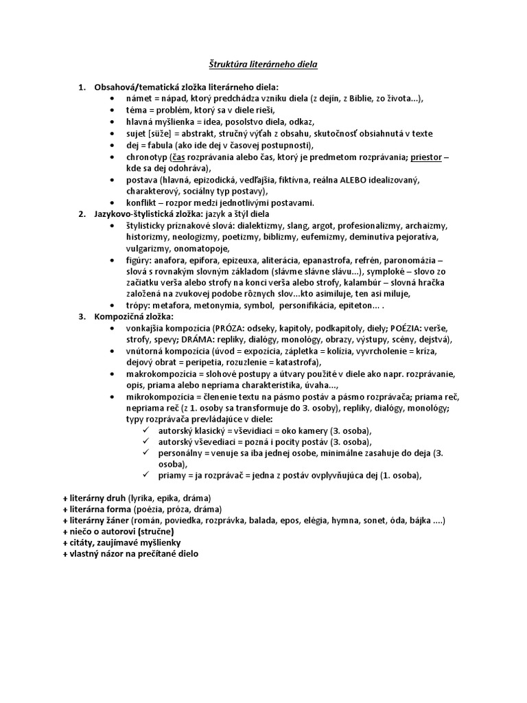 Štruktúra literárneho diela | PDF