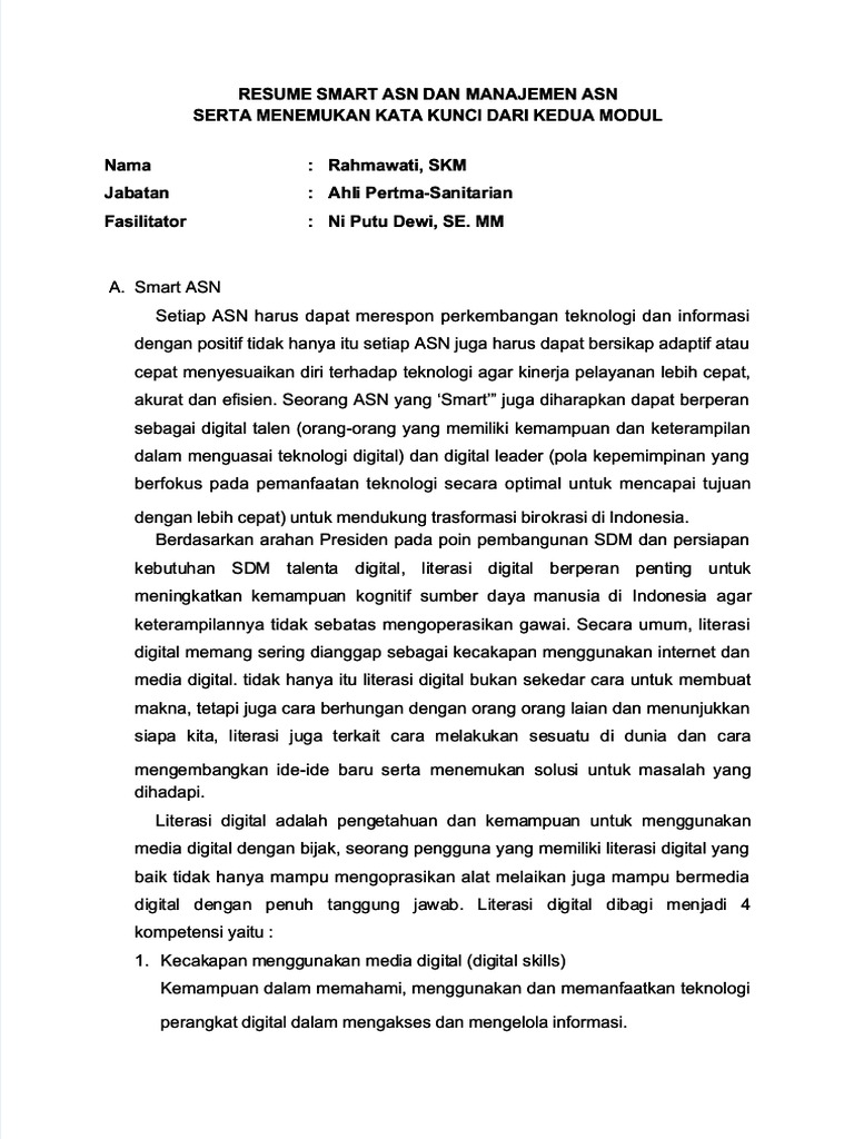 PDF Resume Smart Asn Dan Manajemen Asn - Compress PDF | PDF