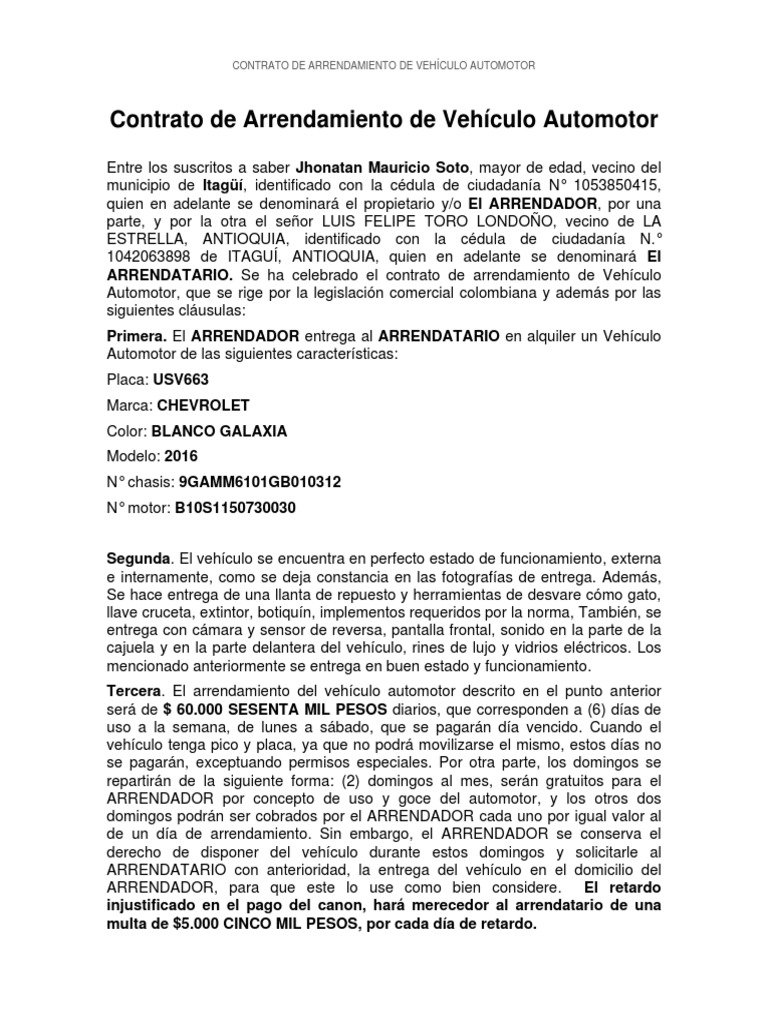 Contrato - de - Arrendamiento - de - Vehiculo-Saprk Luis Felipe Toro L ...