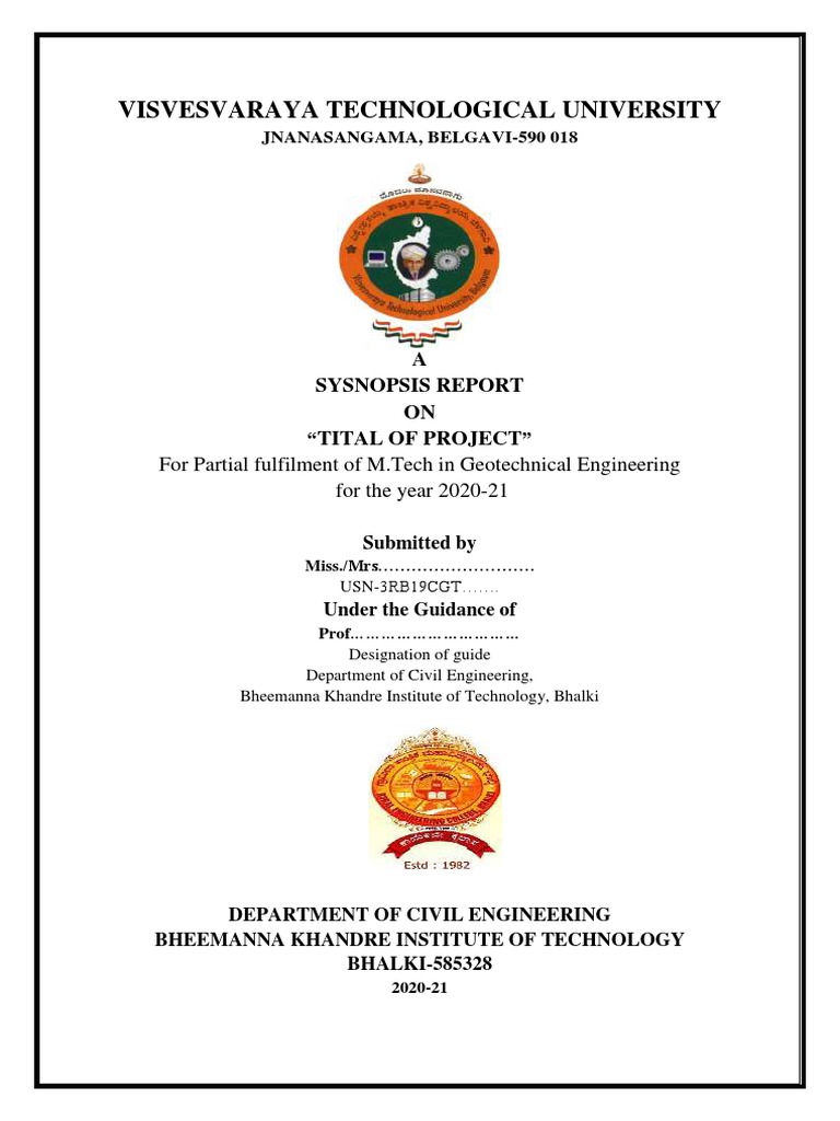 M.Tech Geotechnical Engineering Synopsis | PDF