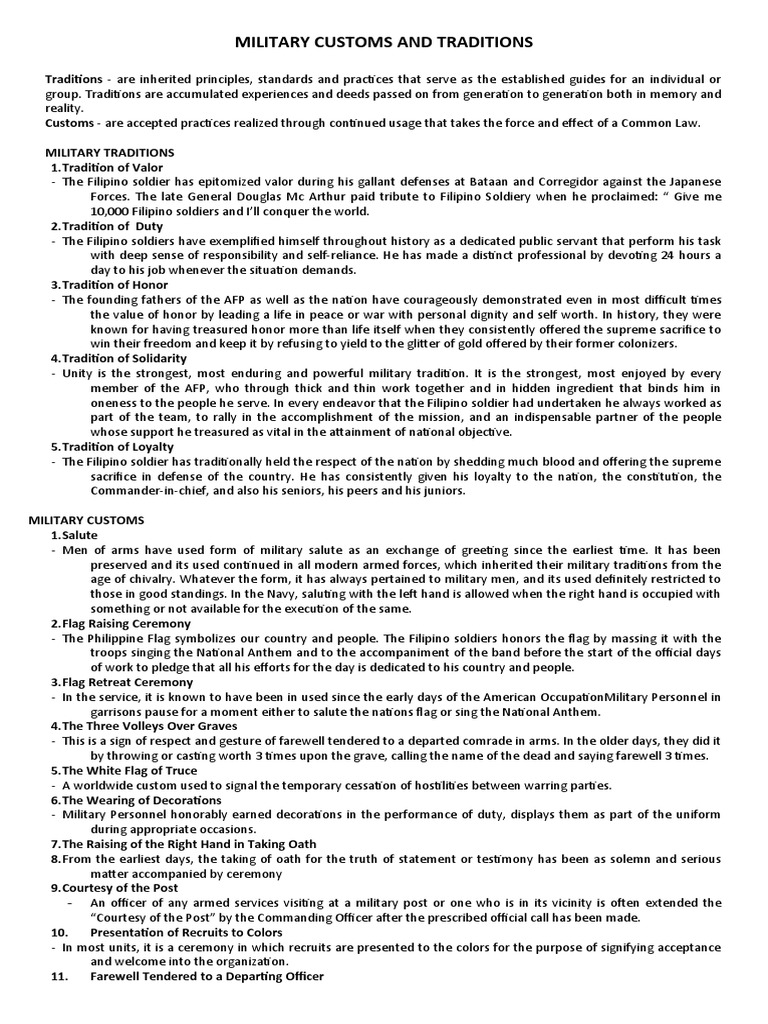 Customs and Traditions | PDF