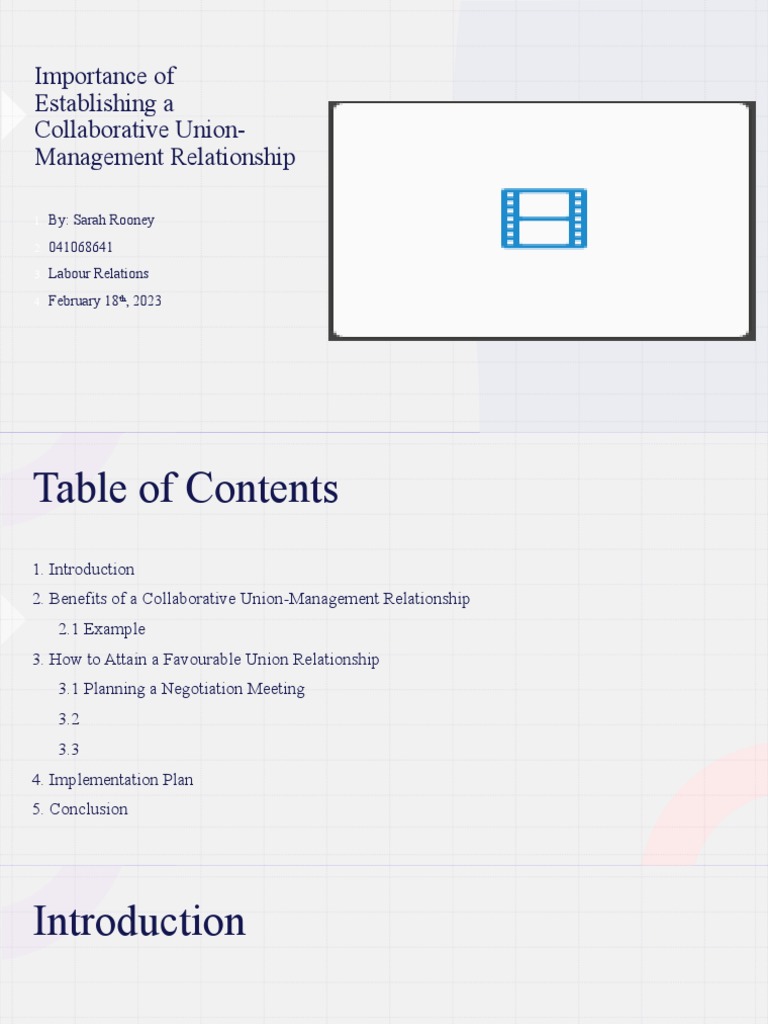 Importance of Establishing A Collaborative Union-Management ...