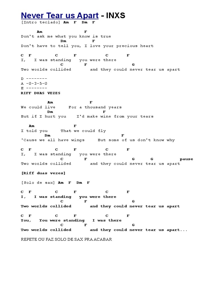 Never Tear Us Apart INXS | PDF