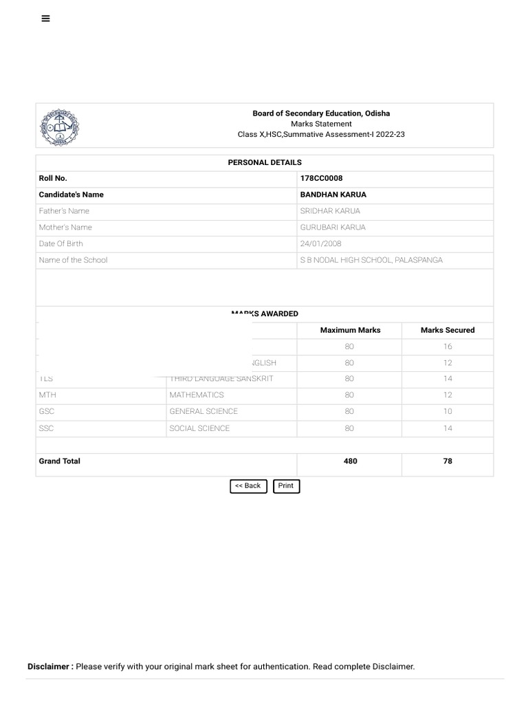 BSE-ODISHA Result of HSC EXAMINATION SA-I RESULT 2022-2023 - Board of ...